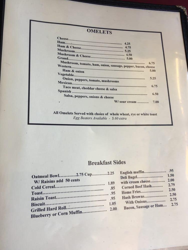 Menu at D & D Diner, Sherburne