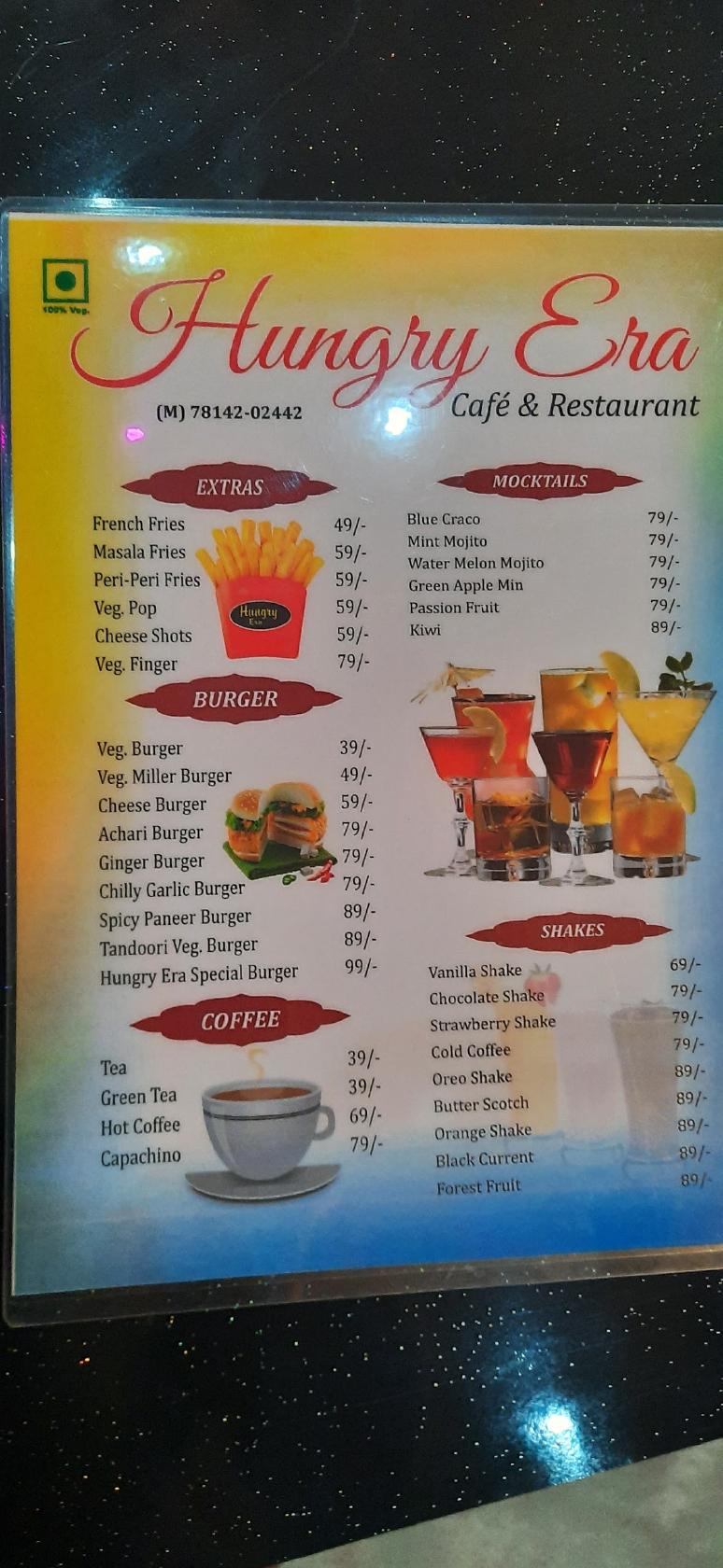 Menu at Hungry era, Batala