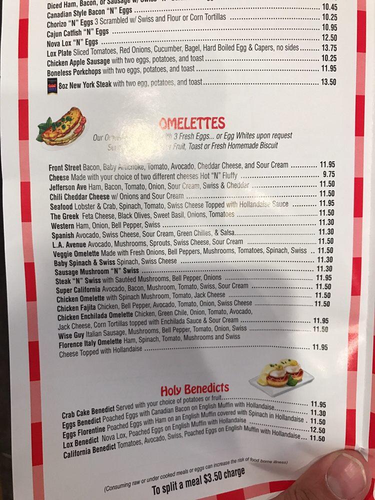 Menu at Mo's Egg House restaurant, Temecula