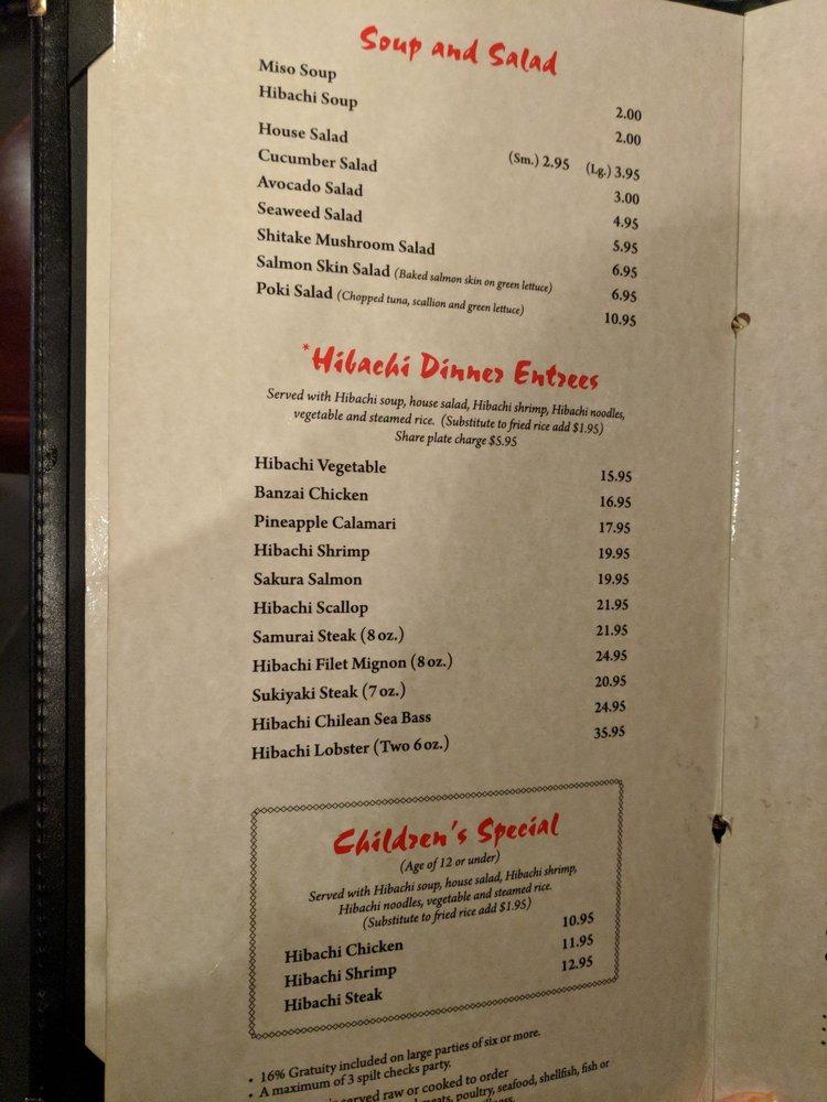 Menu at Okawa Steak House & Sushi restaurant, Bend