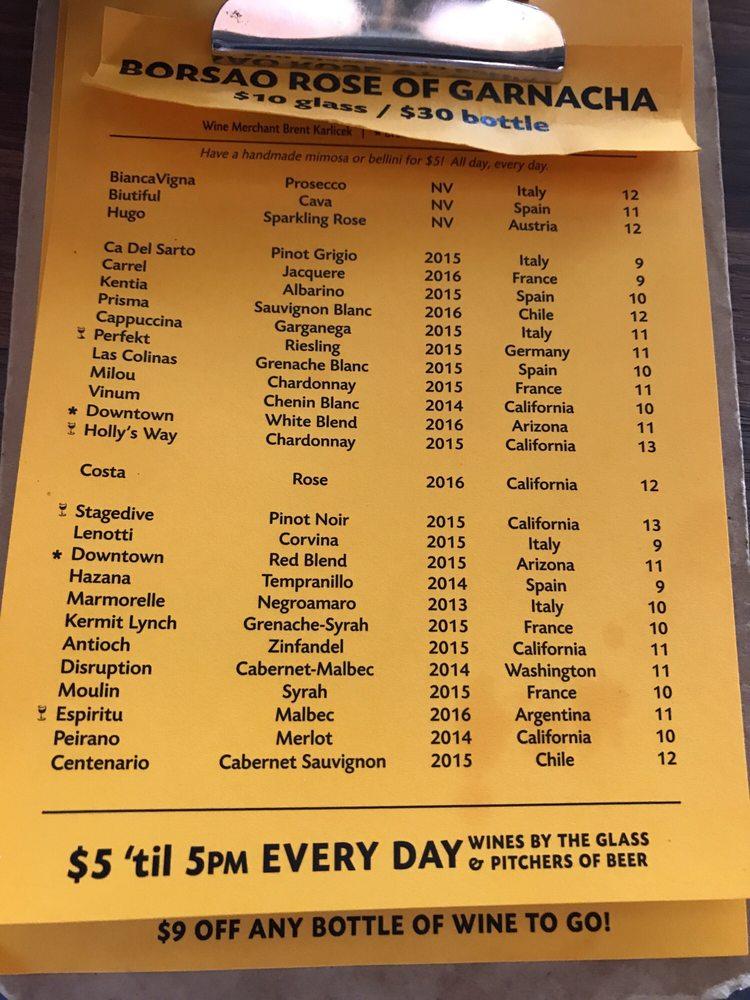 Carta del pub y bar Postino Highland, Scottsdale