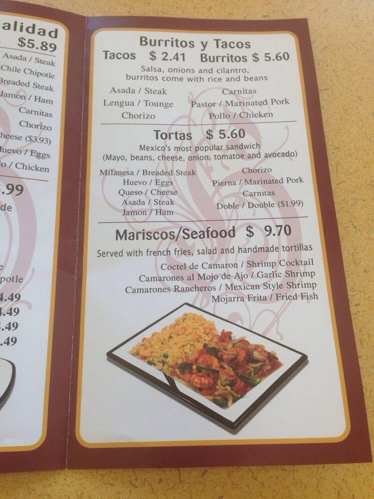 Menu at El Huarache Veloz restaurant, Los Angeles, Woodman Ave