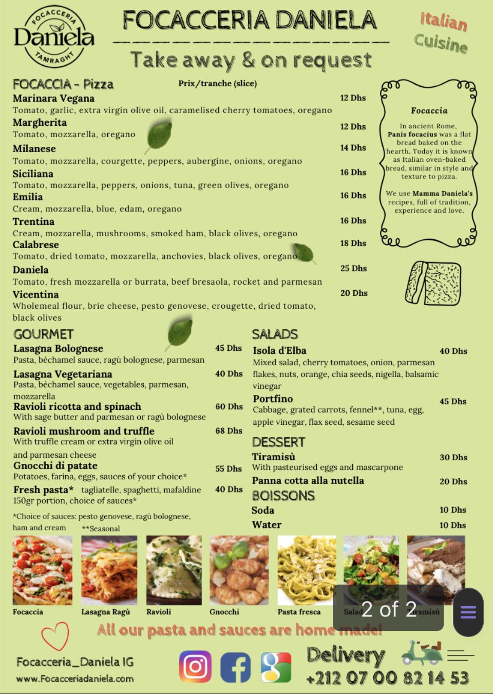 Daniella Restaurant Menu , Lunch Menu — Daniella’s Cafe – BPJN