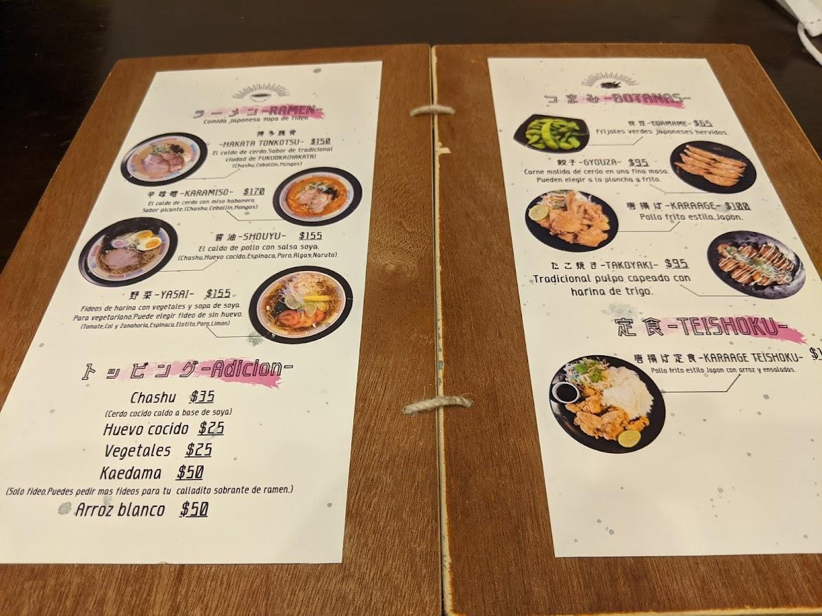 Menu at SAKURA RAMEN restaurant, Playa del Carmen