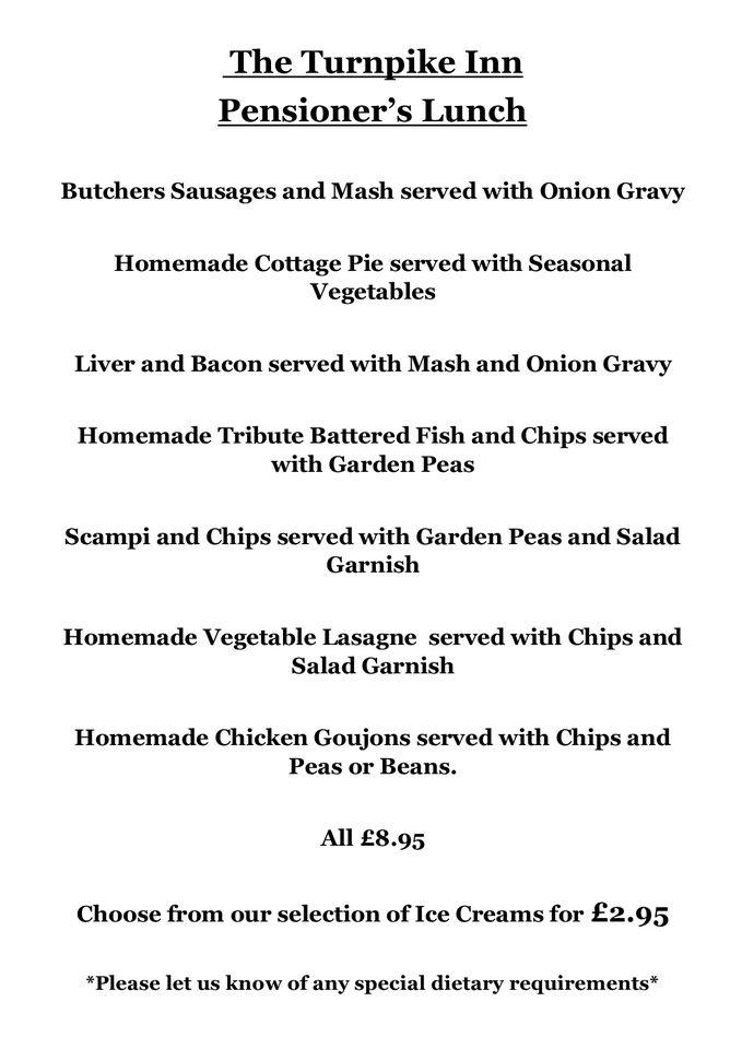 Menu at Turnpike Inn pub & bar, Hayle