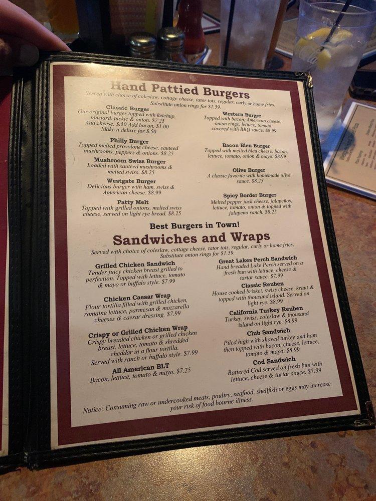 Menu at Westgate Tavern & Grill pub & bar, Lansing