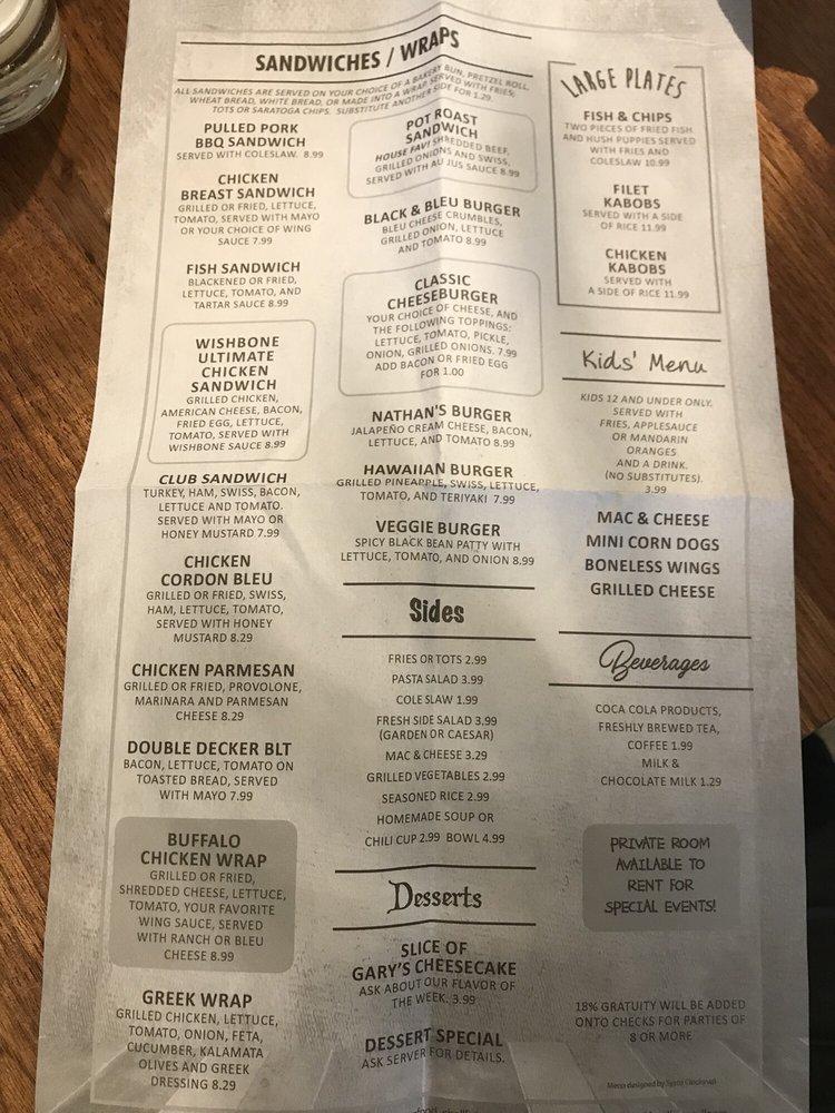 Menu at Wishbone Tavern pub & bar, Cincinnati, Delhi Ave