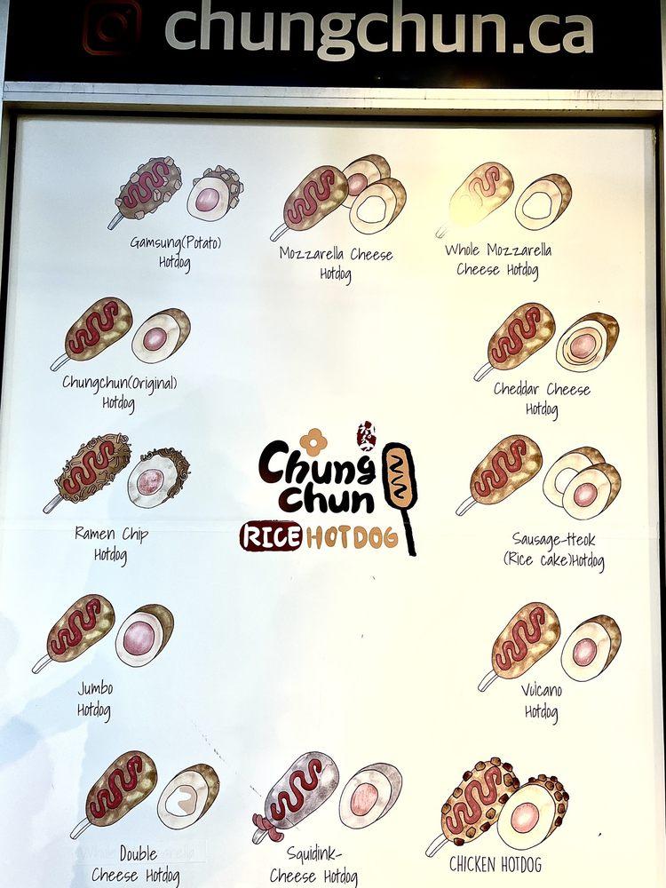 Menu at Chung Chun Rice Hot Dog fast food, Vancouver