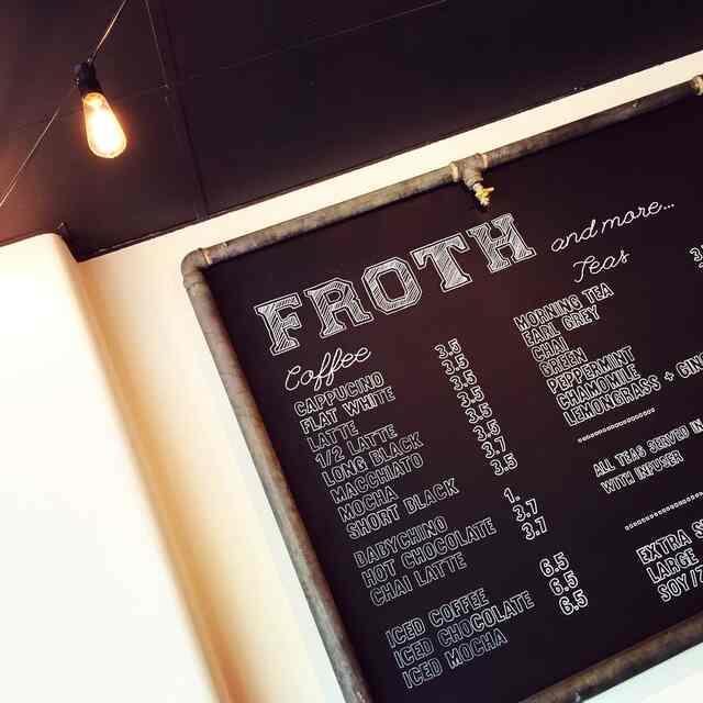 Menu at Froth and Fodder cafe, Kurralta Park
