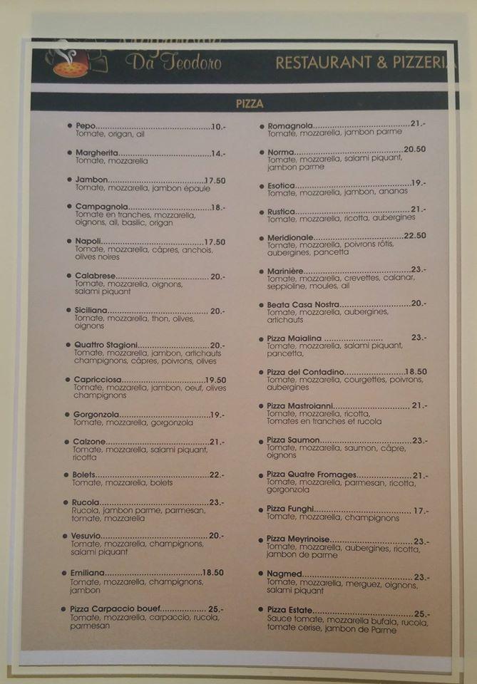 Menu au La Meyrinoise, Meyrin
