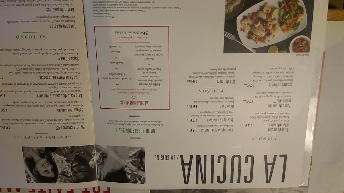 Carta del restaurante Del Arte, Glisy