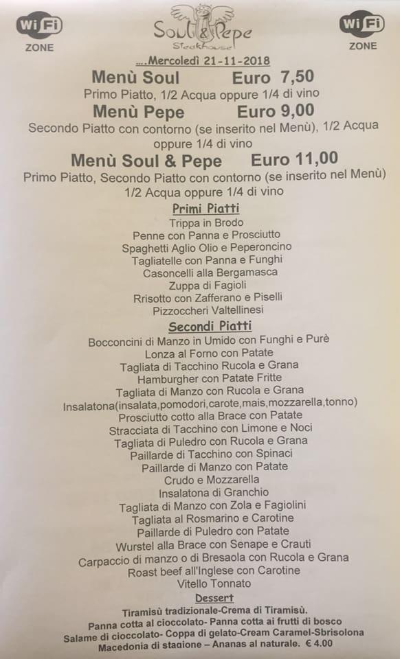 Menu da Soul & Pepe Restaurant Cafè, Pandino