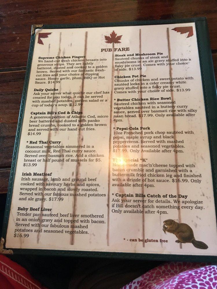 Menu at Stonewater Pub, Gananoque