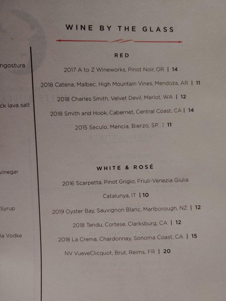 Menu at The White Buffalo Club, Jackson