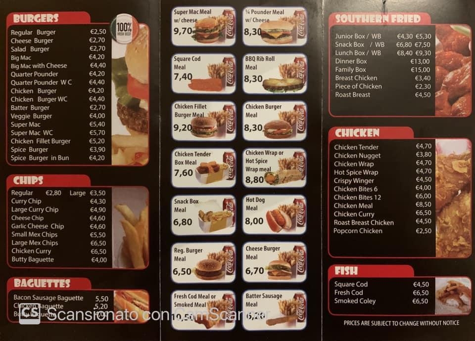 Menu at Amerigos Take Away Kilmeague Kildare restaurant, Kildare