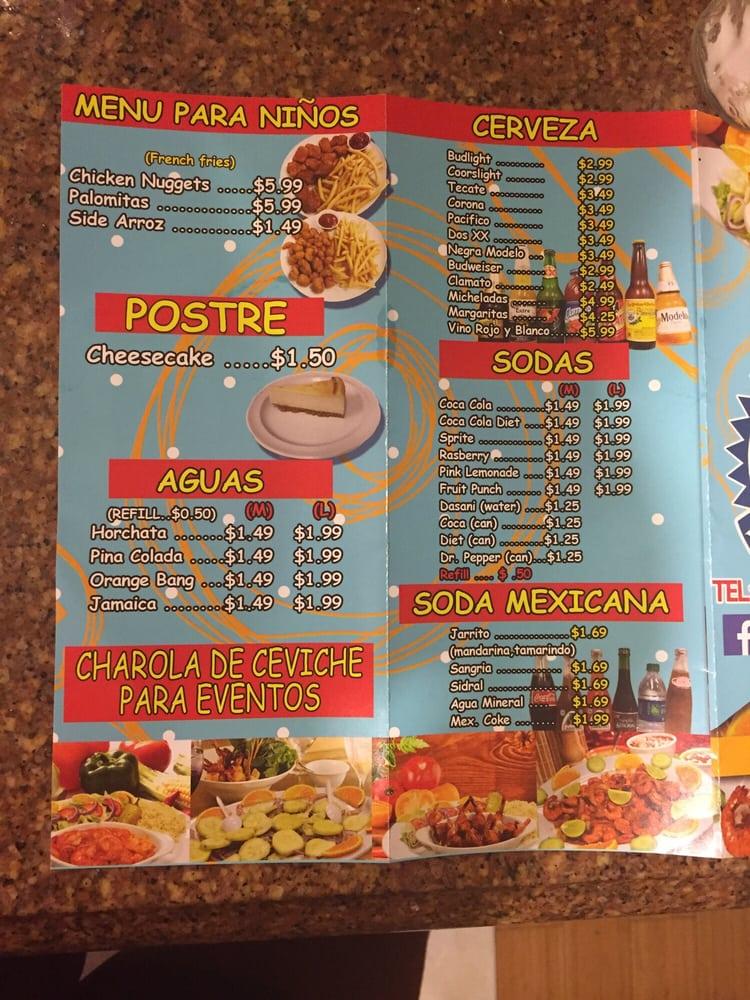 Menu at Mariscos Villa Del Mar restaurant, La Mirada