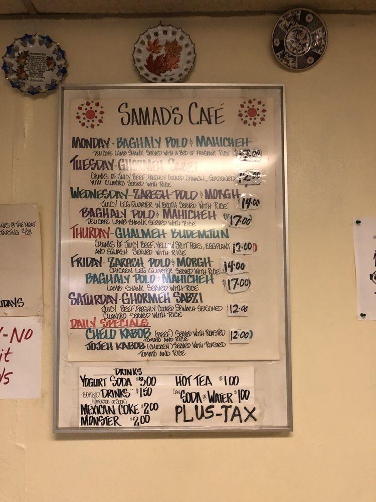 Menu at Samad Cafe, Dallas