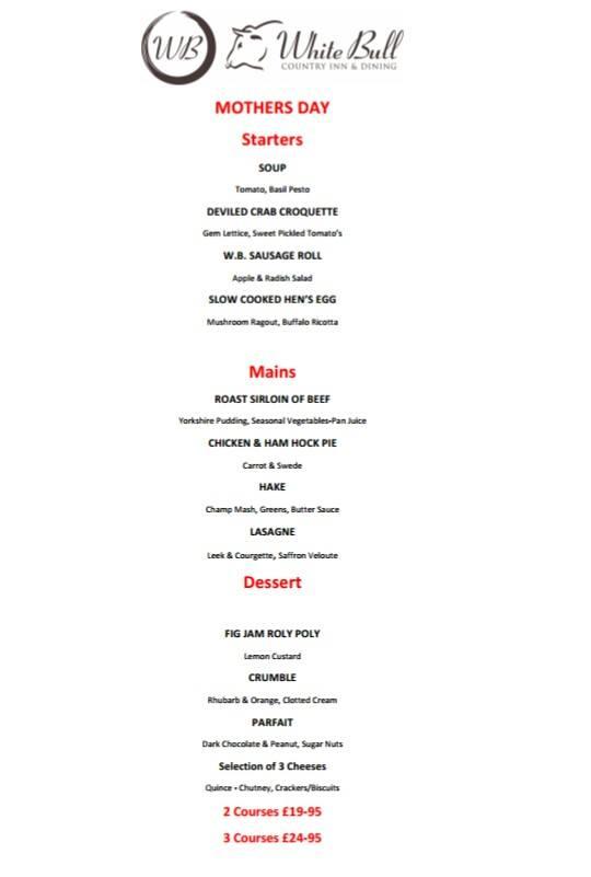 Menu at The White Bull pub & bar, Gisburn