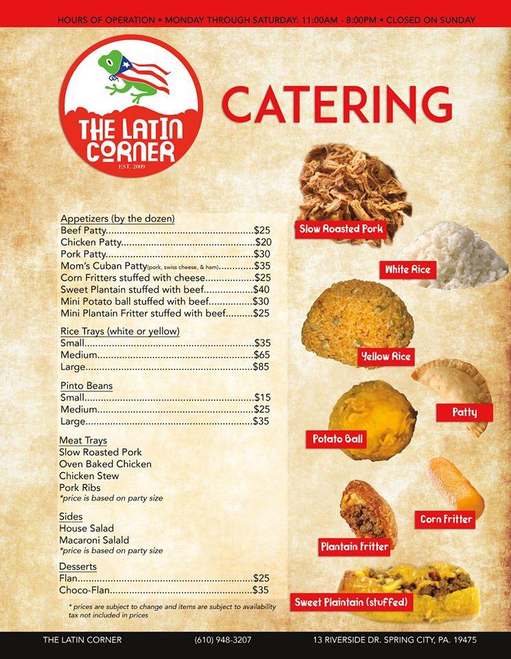 Menu at The Latin Corner restaurant, Spring City