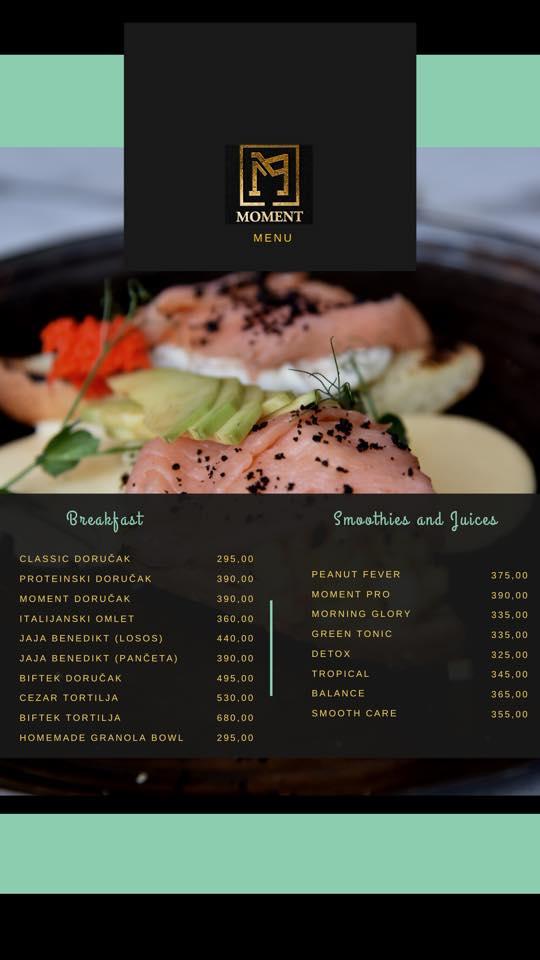 Speisekarte von Moment Coffee World cafe, Belgrad, Lole Ribara 162