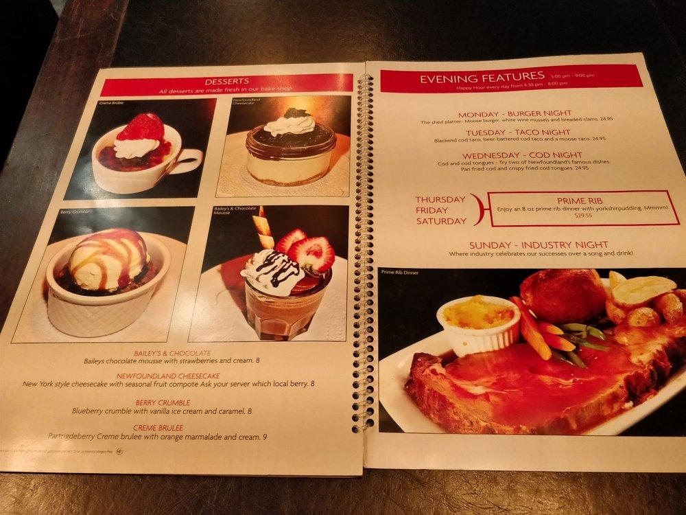 Menu at The Celtic Hearth restaurant, St. John's