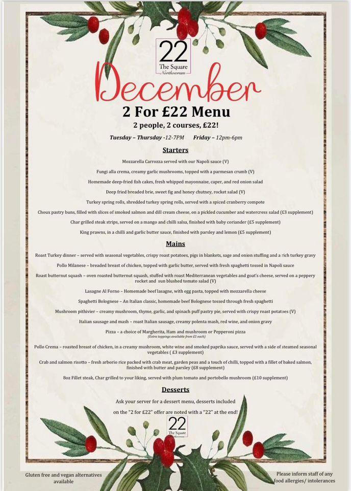Menu at 22 The Square Restaurant, Halifax