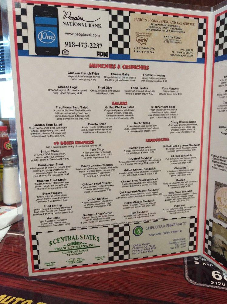 Menu at The 1872 Chophouse desserts, Checotah
