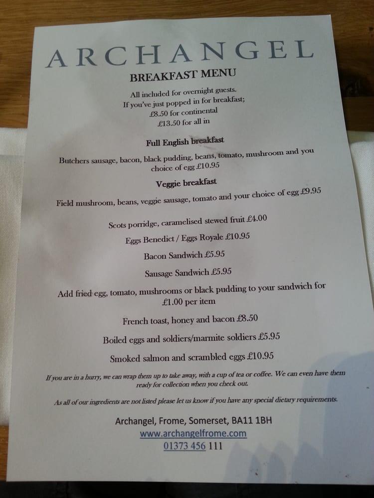 Menu at Archangel pub & bar, Frome