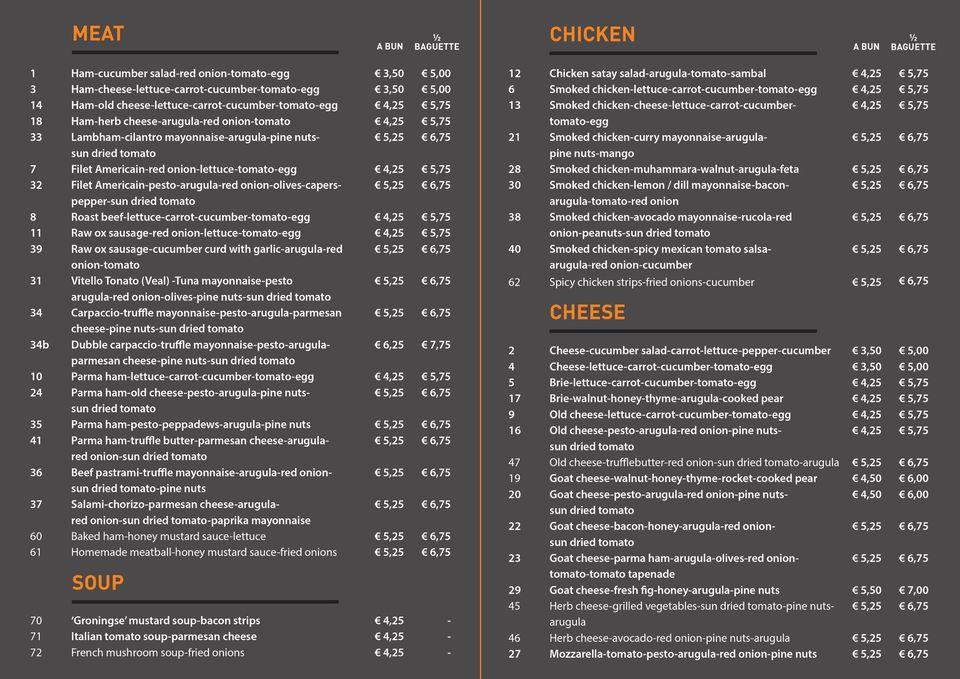 Menu at Broodje Ben Groningen, Groningen