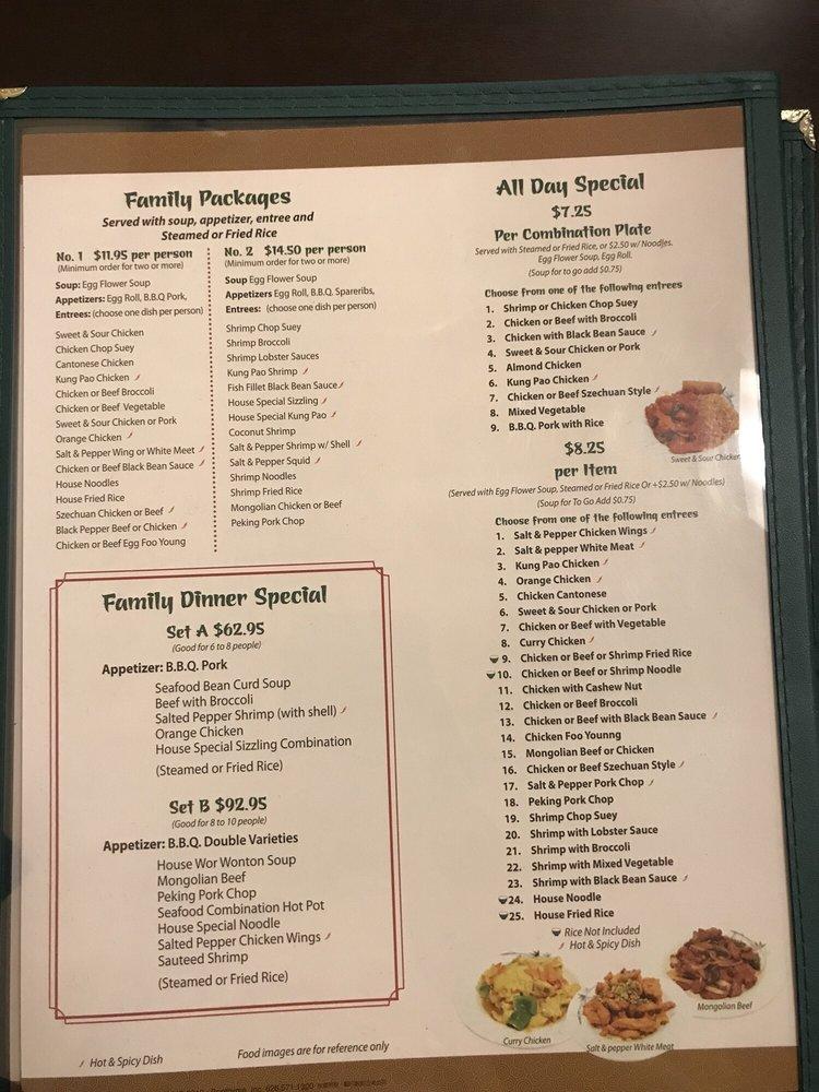 Menu at Golden Mandarin restaurant, Chula Vista
