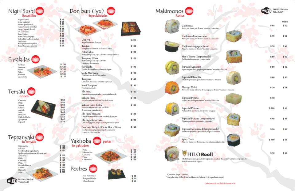 Carta del restaurante HANAMI, La Peñita del Jaltemba
