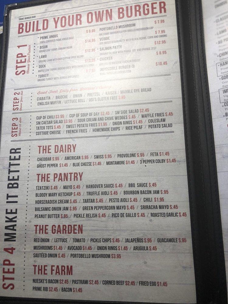 Menu at Point Burger Bar Pewaukee, Waukesha