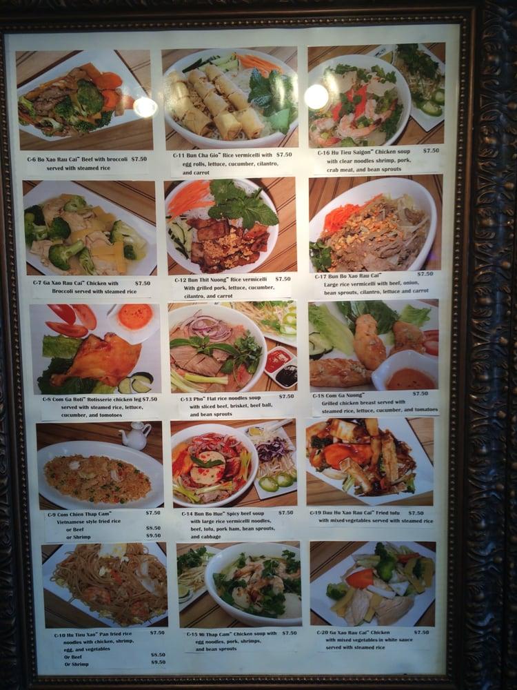 Menu at Saigon Cafe, Lubbock
