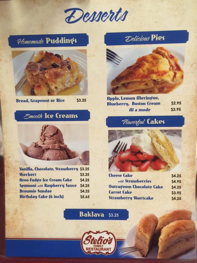 Menu at Stelio's Family Restaurant, Billerica