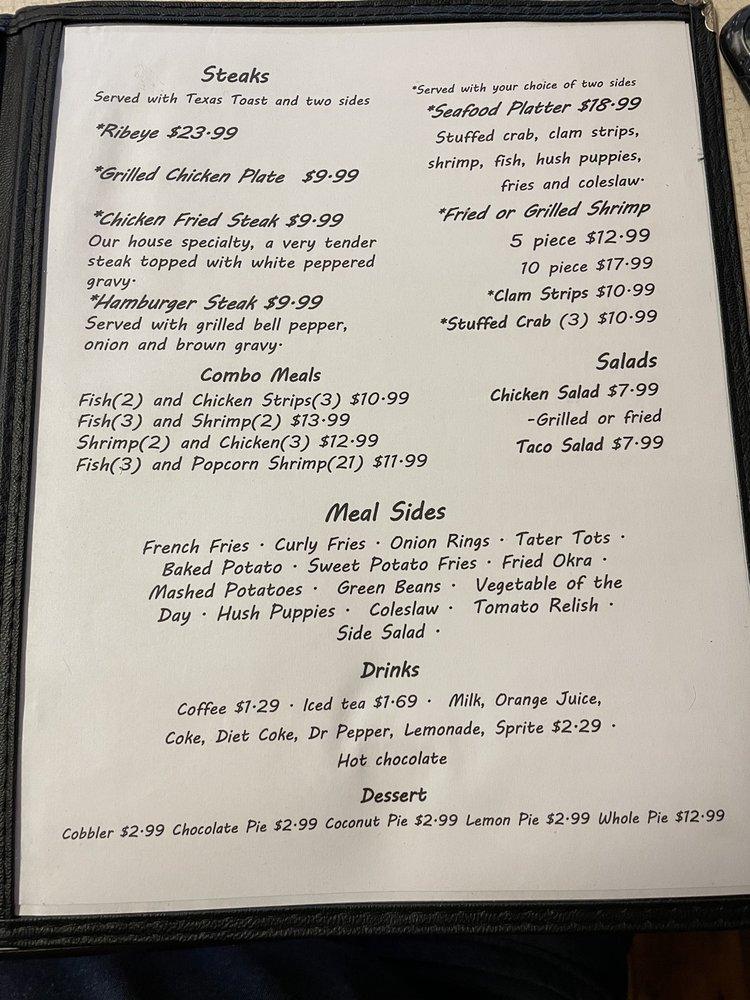 Menu at Wildflower Inn & Restaurant, Hughes Springs