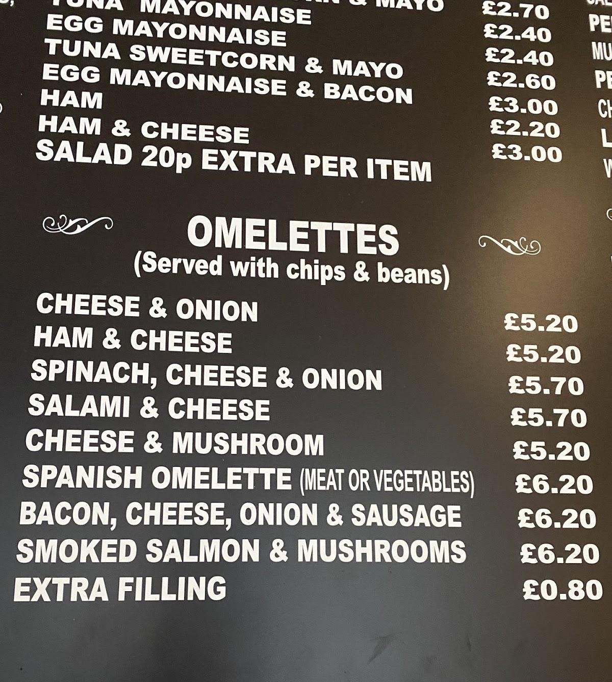 Menu at Cafe Elena, London