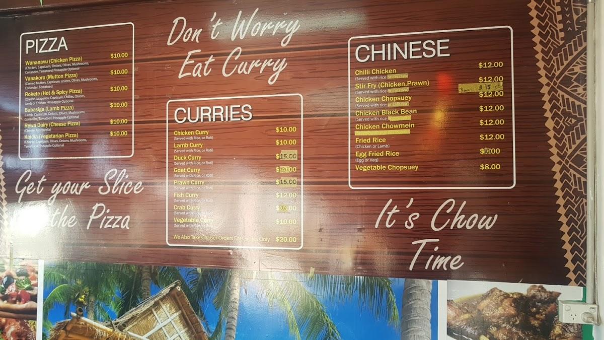 Menu at Curry Palace restaurant, Auckland