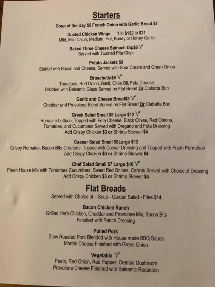Menu at D and D's Family Dining restaurant, Jarvis