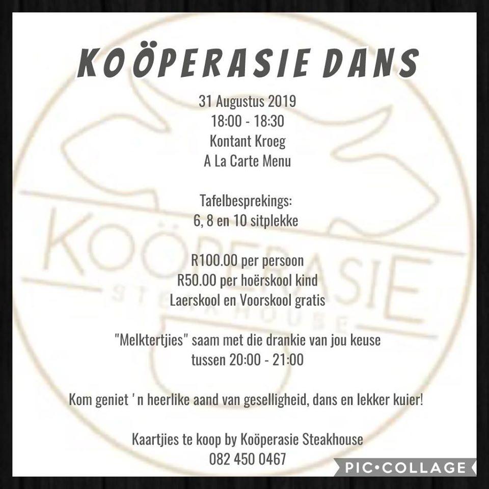 Carta de Koöperasie Steakhouse, Groblersdal
