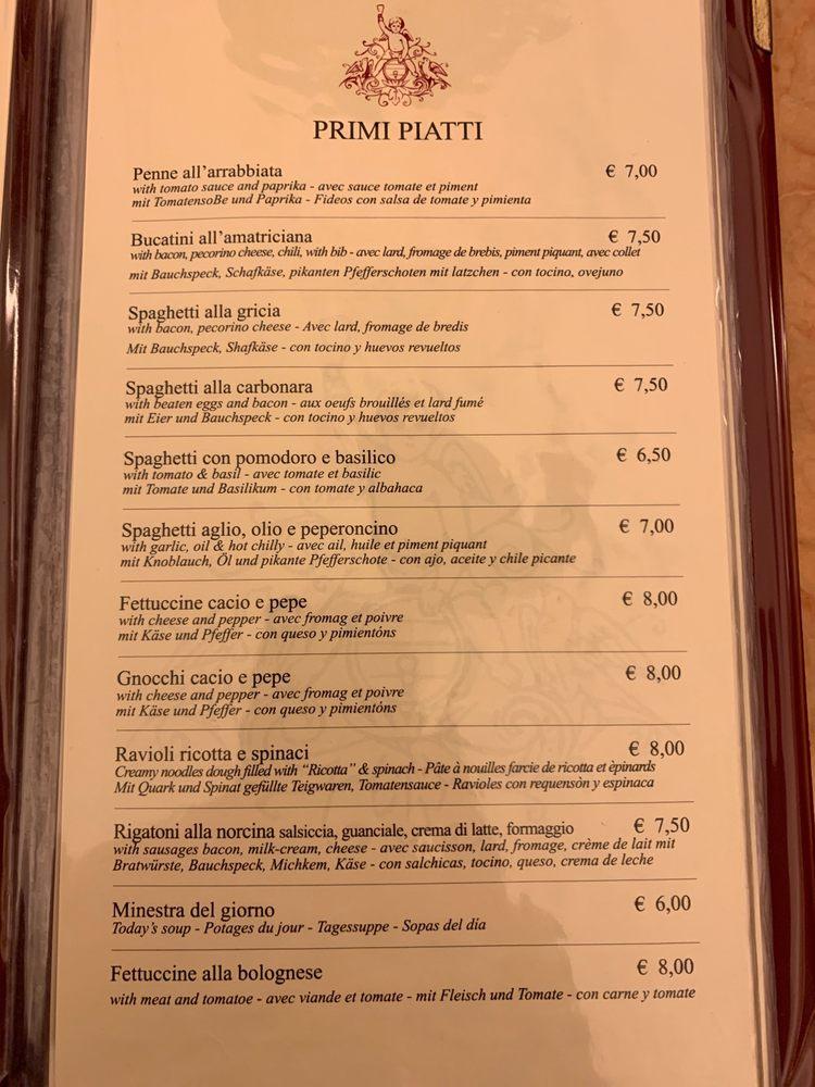 Menu da L'Antica Birreria Peroni pub & bar, Roma