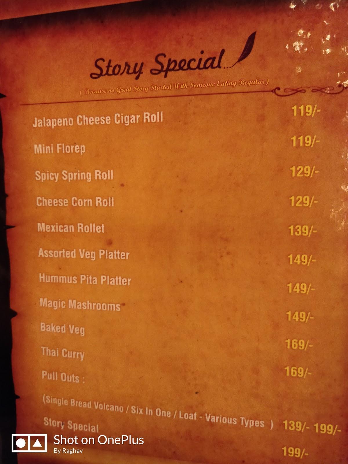 Menu at THE STORY CAFE & RESTAURANT, Indore, S.N.Arcade Sch. No. 78