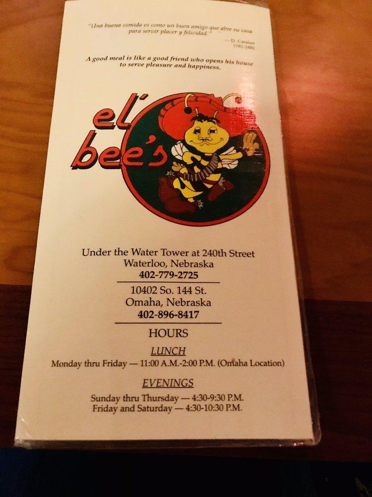 Menu at El' Bee's restaurant, Omaha, S 144th St