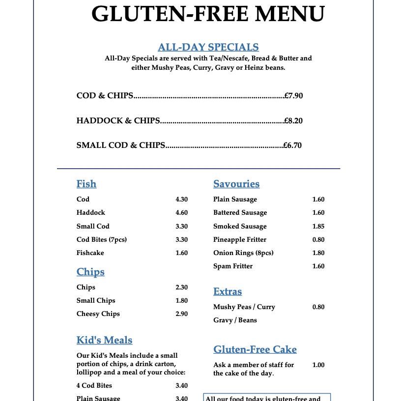 Menu at Hexham Fish Bar, Hexham