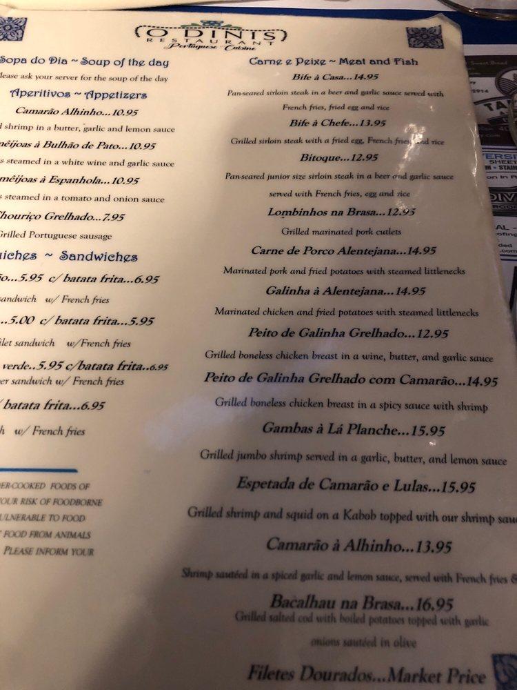 Menu at O Dinis restaurant, East Providence