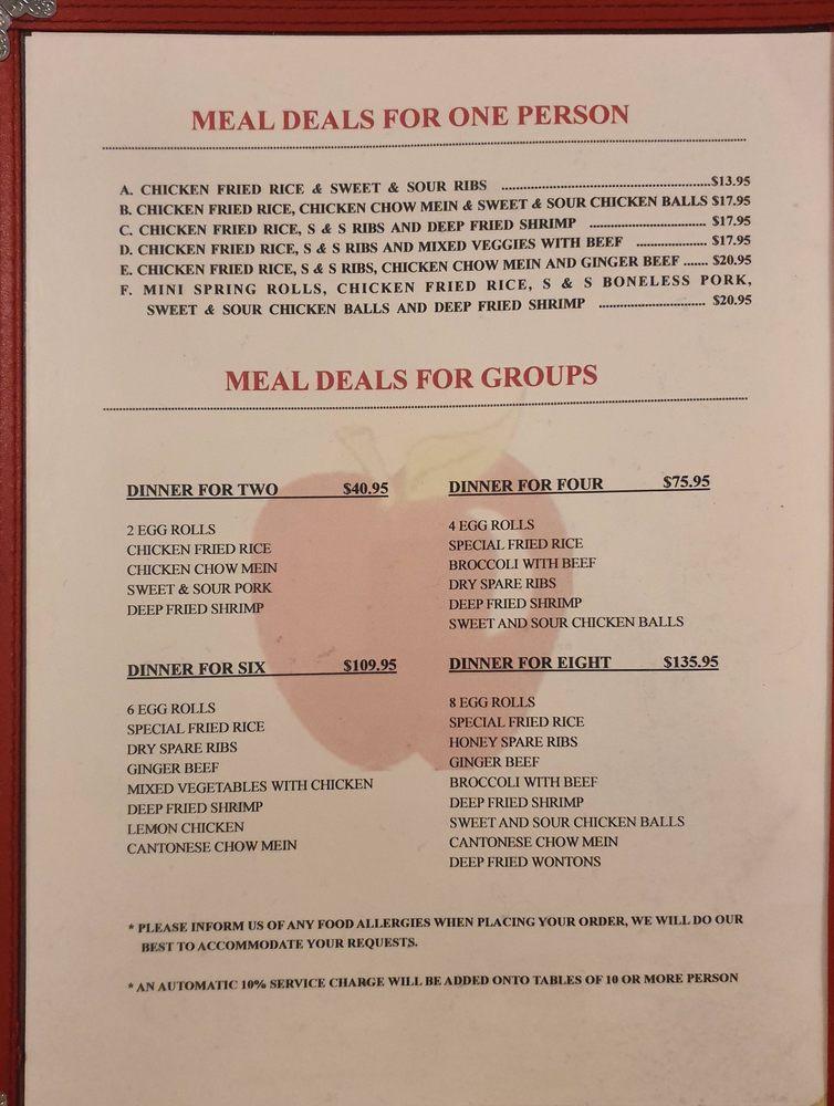 Menu at The Red Apple Restaurant, Yellowknife