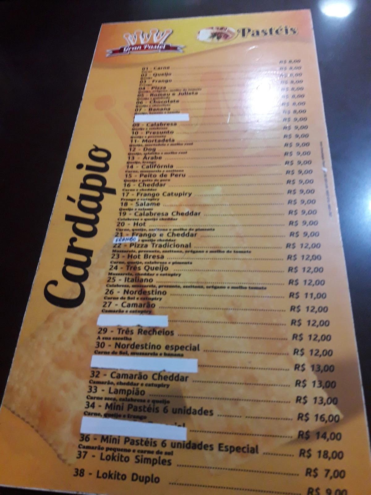 Menu at Gran Pastel, Teresina, 1000 - Loja 136C