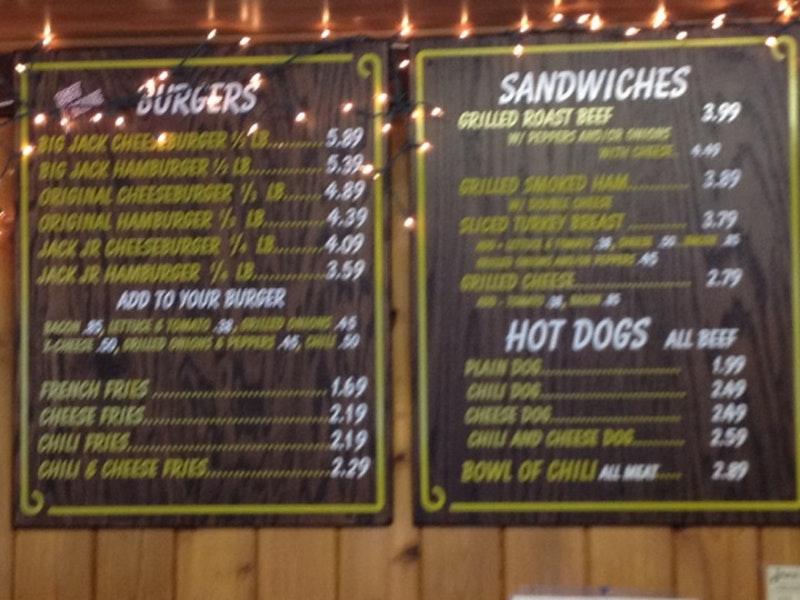 Menu at Jack's Old Fashion Hamburger restaurant, Oakland Park