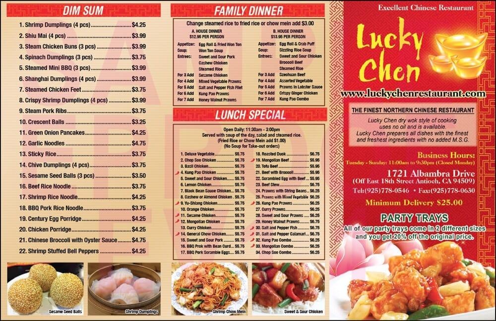 Menu at Lucky Chen restaurant, Antioch