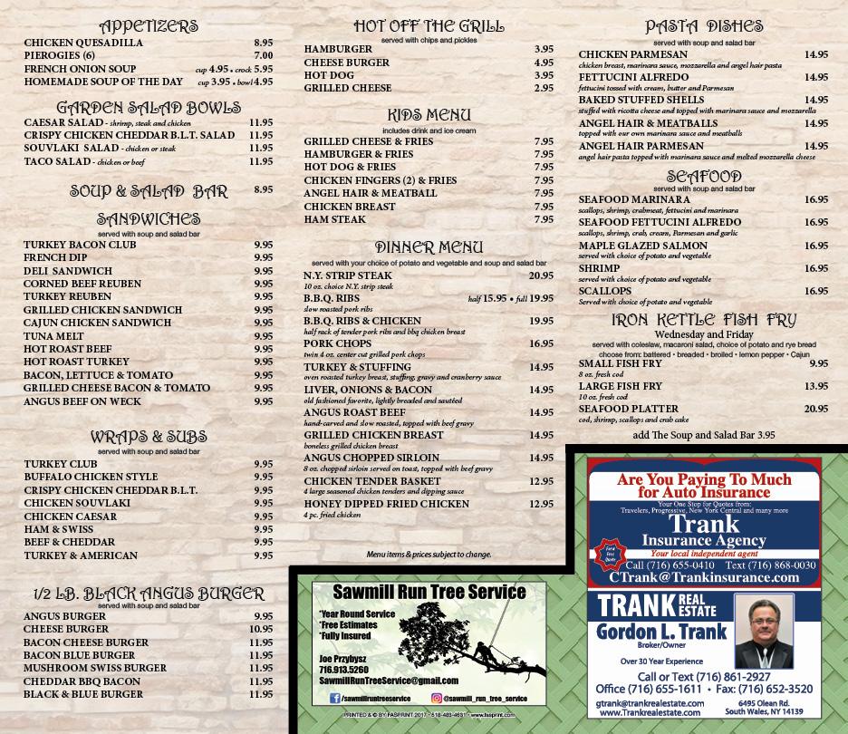 Menu at The Iron Kettle Landmark Restaurant, East Aurora