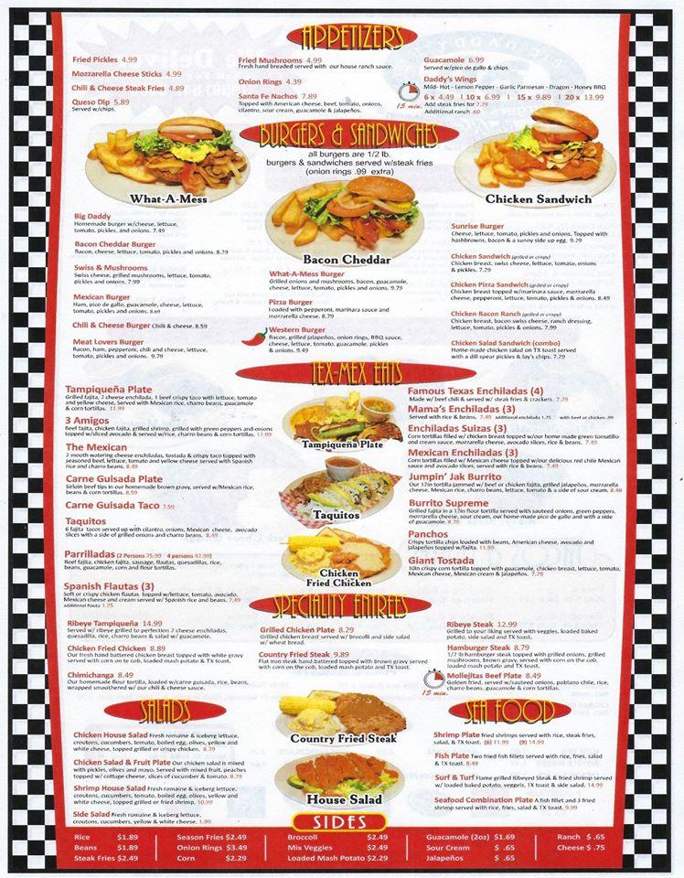 Menu at Big Daddy's Burgers & Shakes restaurant, Brownsville, Boca ...